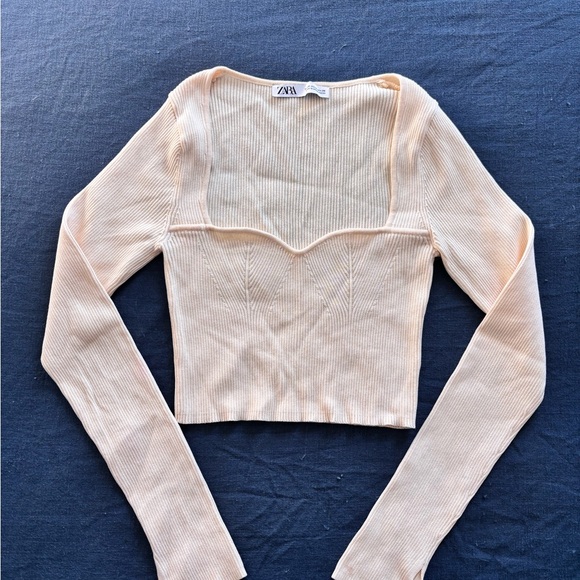 Zara | Tops | Zara Beige Ribbed Crop Top | Poshmark